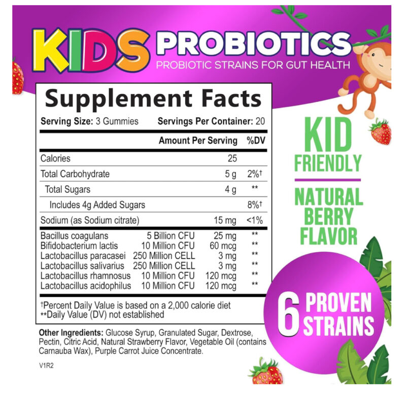 KIDS PROBIOTIC 5 BILLION CFUS 60 GUMMIES NATURES NUTRITION (Probiótico ...
